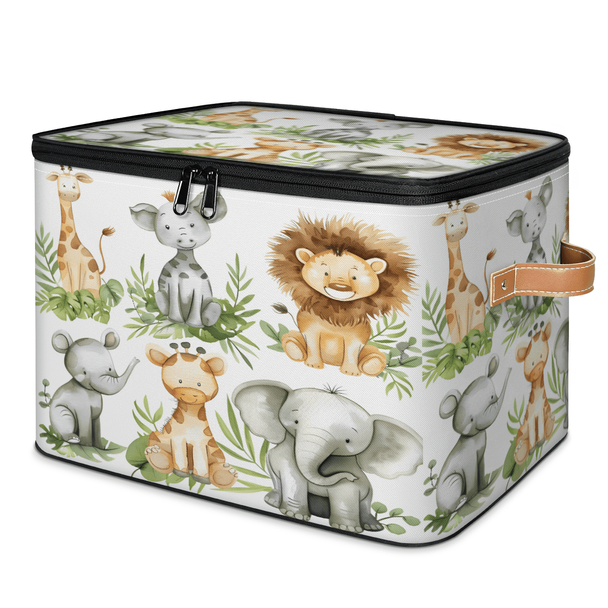 CURLYOOT Lion Elephant Giraffe Animals Cartoon Cute Fabric Storage Bins ...
