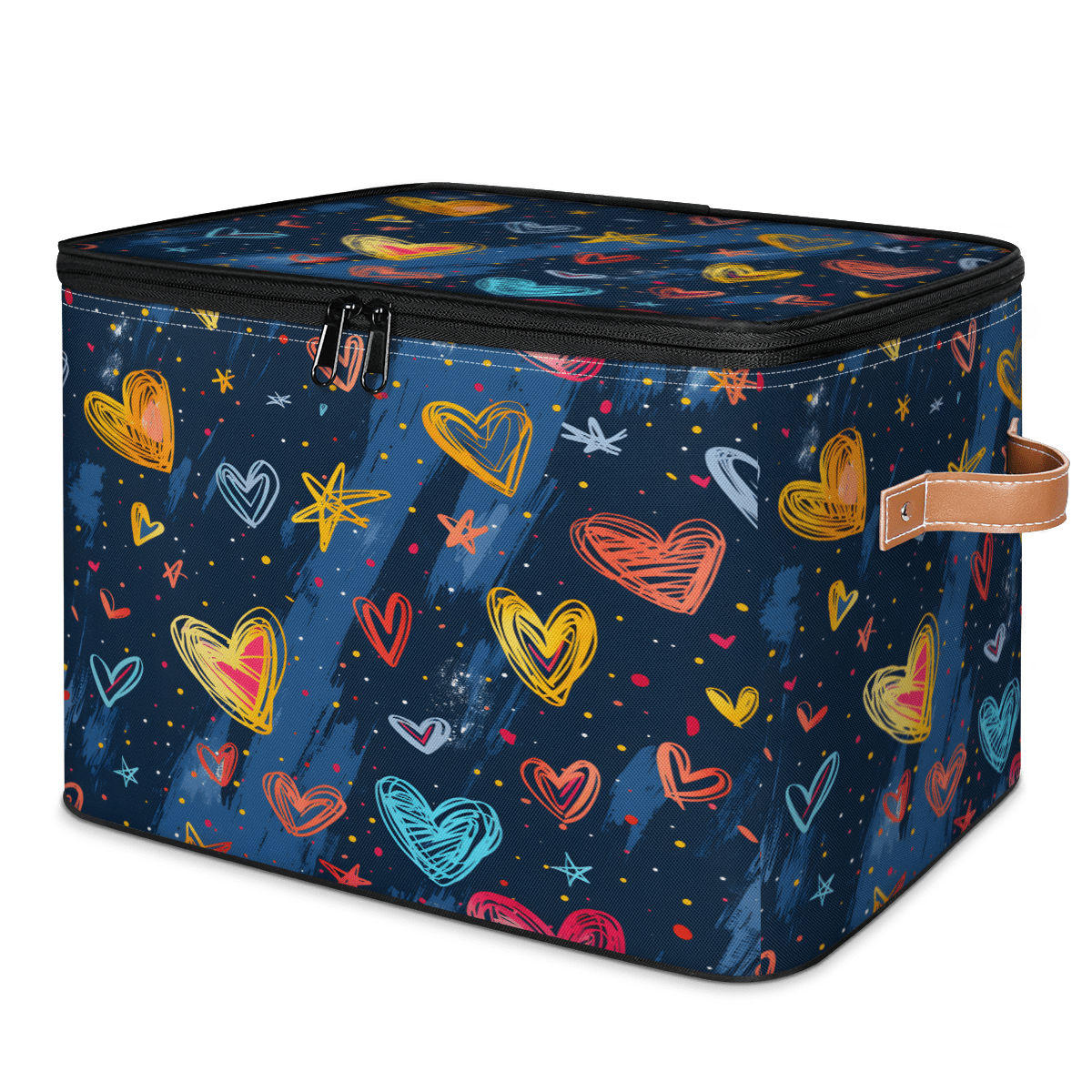 CURLYOOT Love Heart Storage Bins with Zipper Lid Fabric Storage Baskets ...