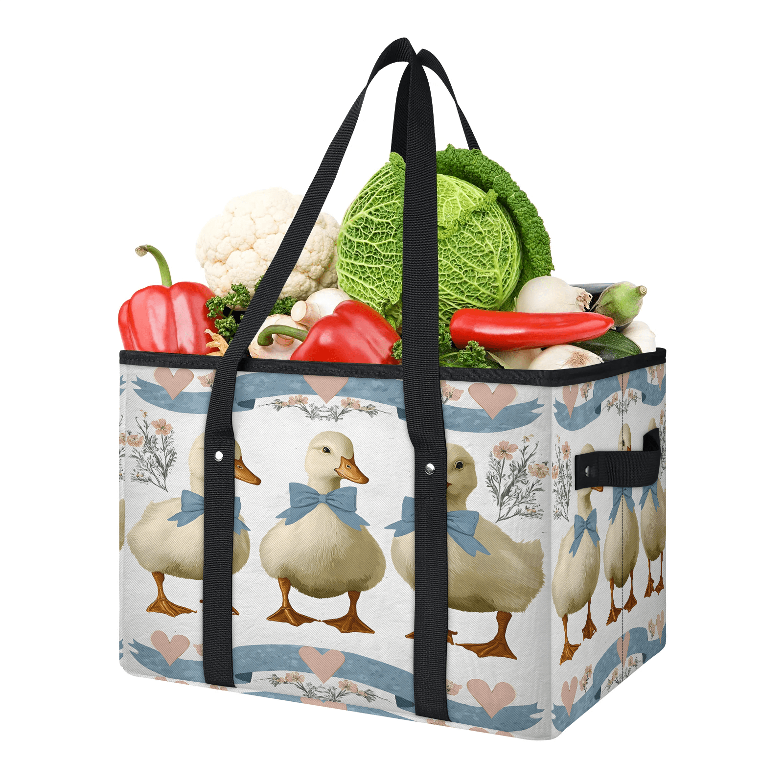 CURLYOOT Lovely Goose Reusable Grocery Bag, Foldable Shopping Tote Bag ...