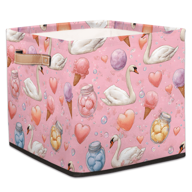 CURLYOOT Lovely Swans Candy Cube Storage Bin, 13 x 13 x 13 Storage Cube ...