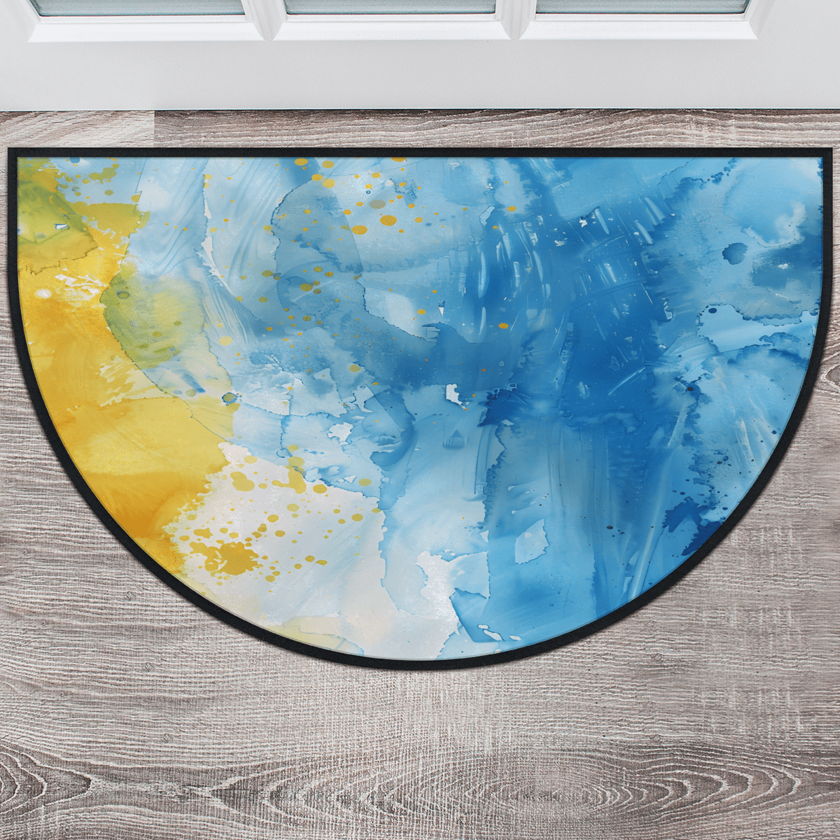 CURLYOOT Marble Half Round Door Mat 24'' x 36'', Indoor Outdoor ...