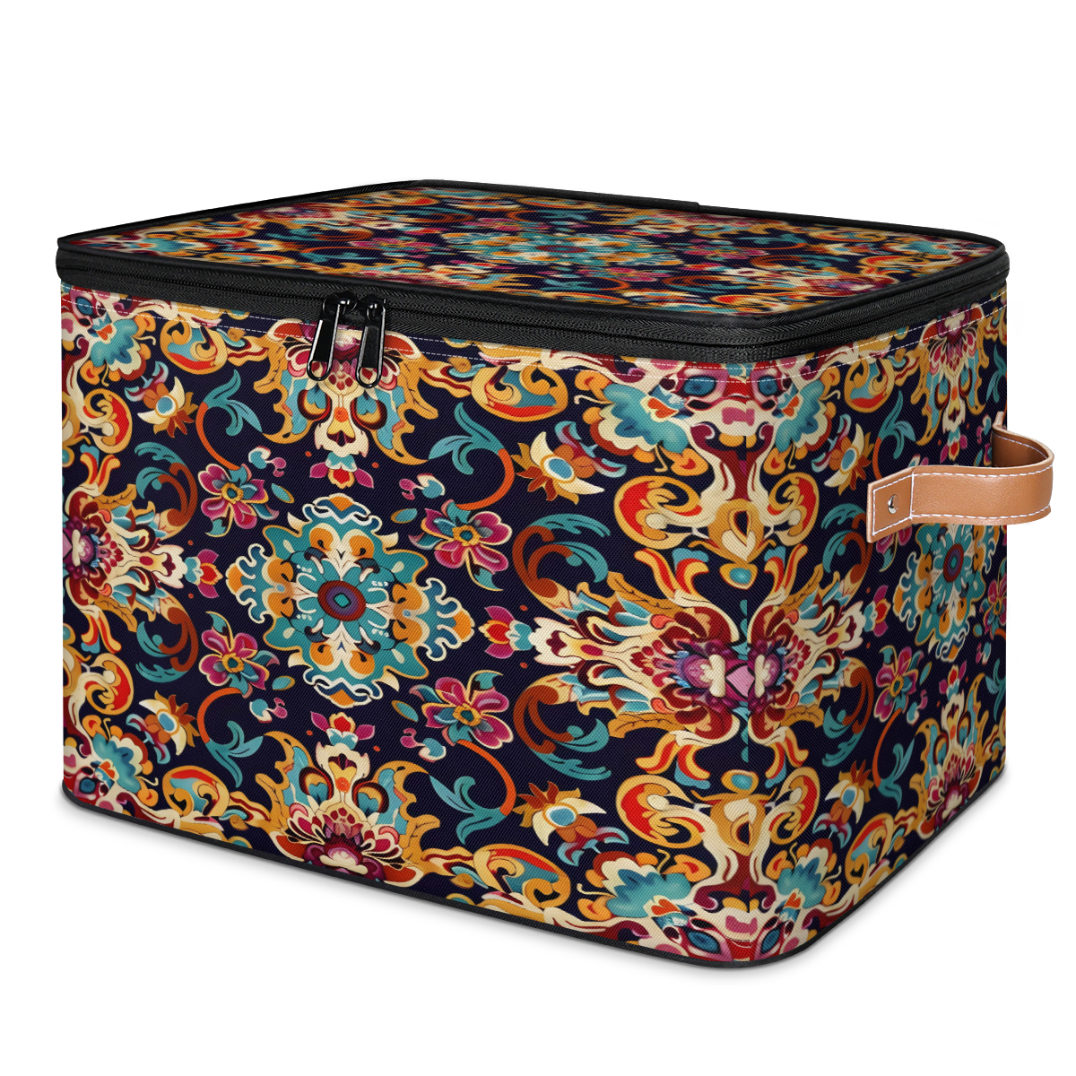 CURLYOOT Mexican Fabric Storage Bins with Lids, Mexico Floral Foldable ...