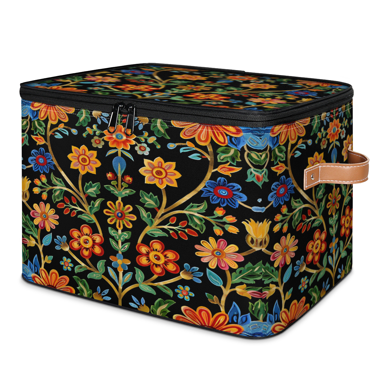 CURLYOOT Mexican Fiesta Fabric Storage Bins with Lids, Mexico Flower ...