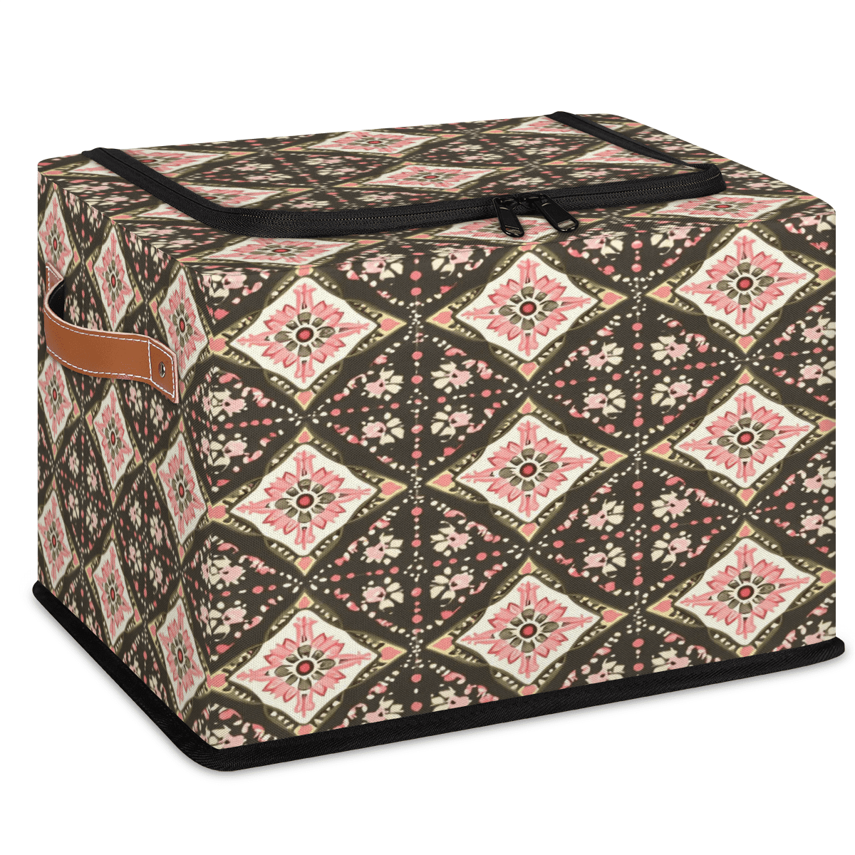 CURLYOOT Mexican Floral Storage Bin with Zipper Lid Foldable Storage ...