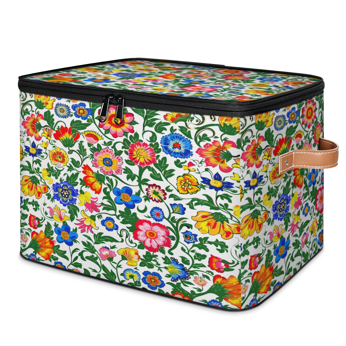 CURLYOOT Mexican Style Fabric Storage Bins with Lids, Mexican Flower ...