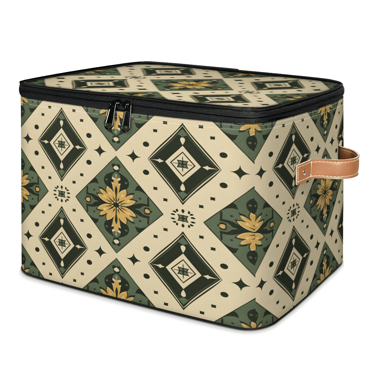 CURLYOOT Mexican Talavera Storage Bins with Zipper Lid Fabric Storage ...