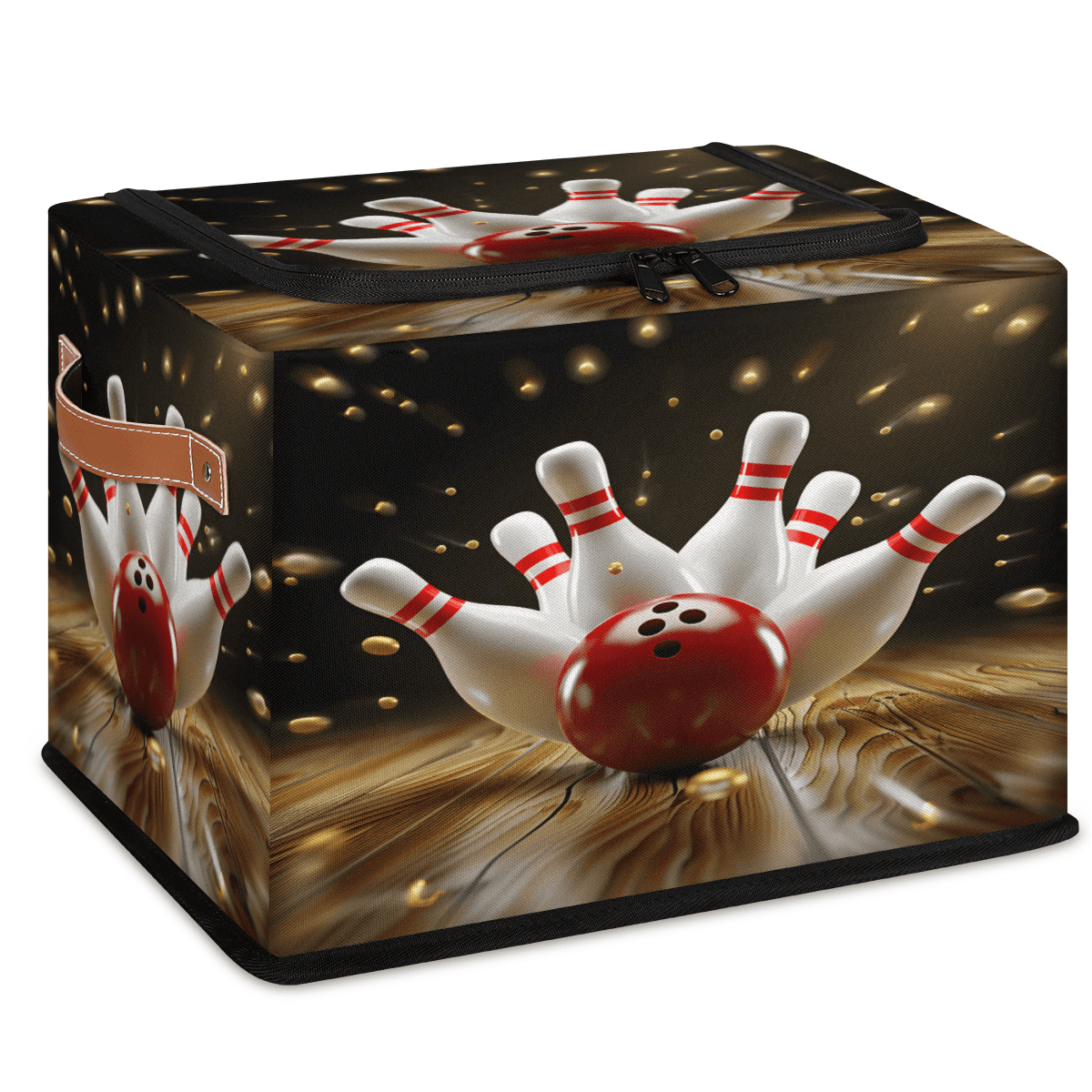 CURLYOOT Modern Bowling Ball Storage Bin With Zipper Lid, Foldable ...