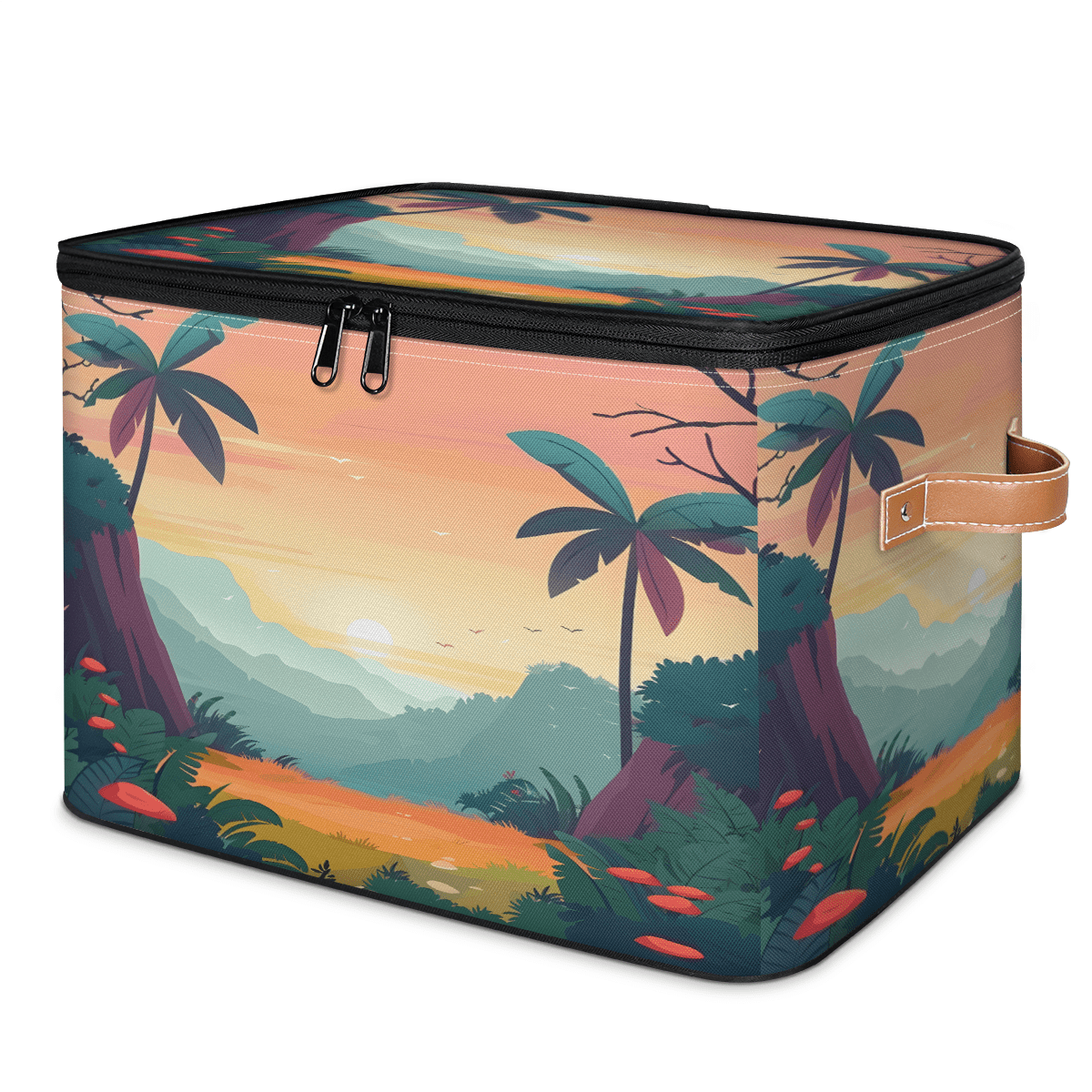 CURLYOOT Mountains with Tree Tropical Storage Bins with Lid, Decorative ...