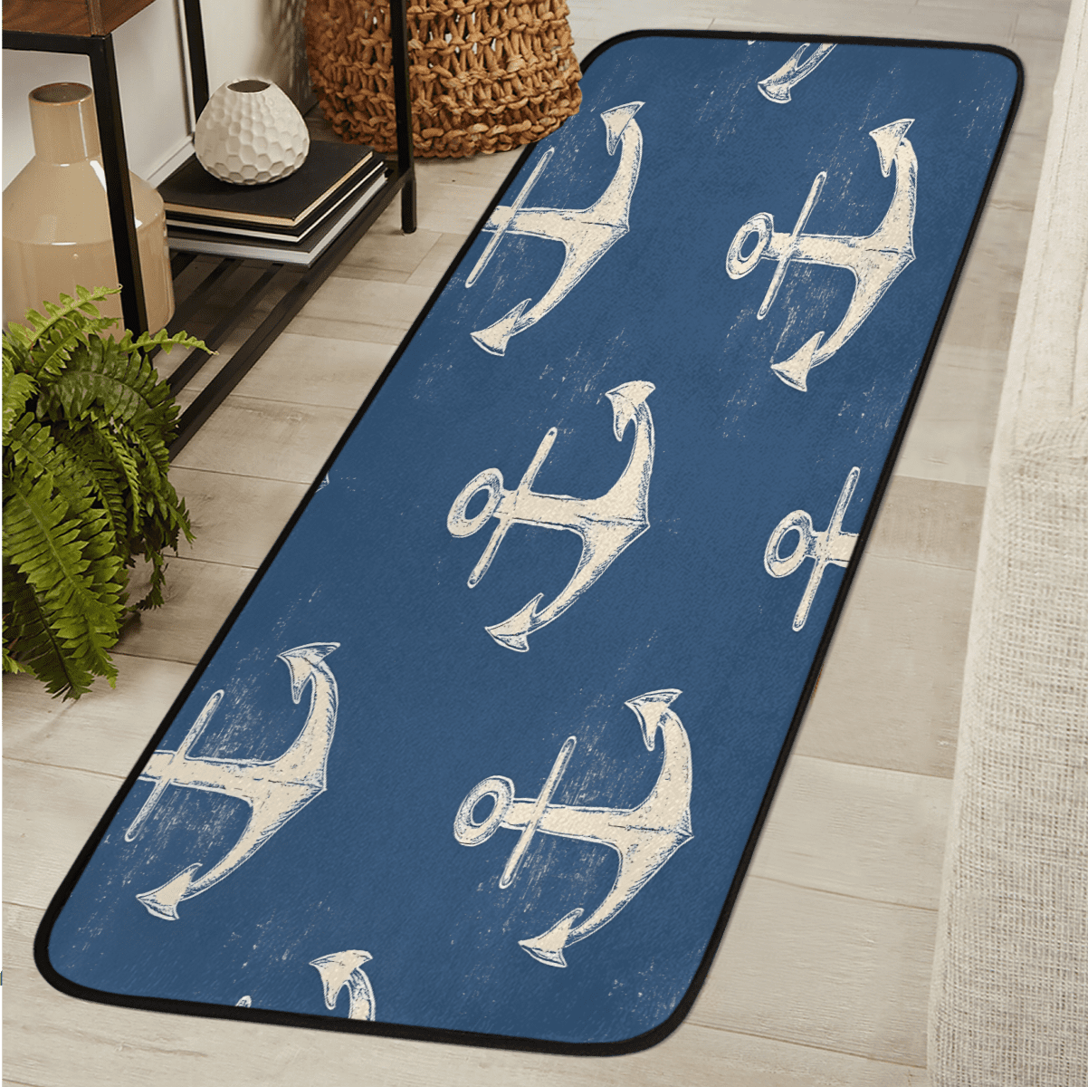CURLYOOT Nautical Runner Rug 2'x6' Washable Kitchen Runner Rug Indoor ...