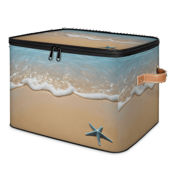 CURLYOOT Nautical Summer Beach Storage Bins with Lid, Decorative Fabric ...