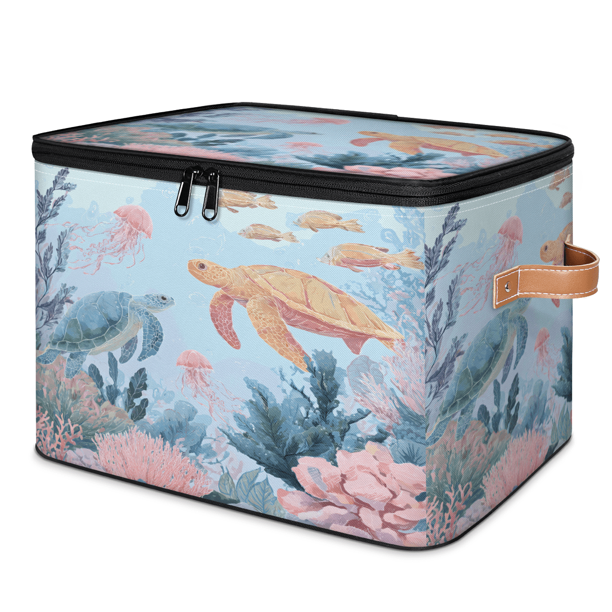 CURLYOOT Ocean Sea Turtle Storage Bins with Lid, Decorative Fabric ...