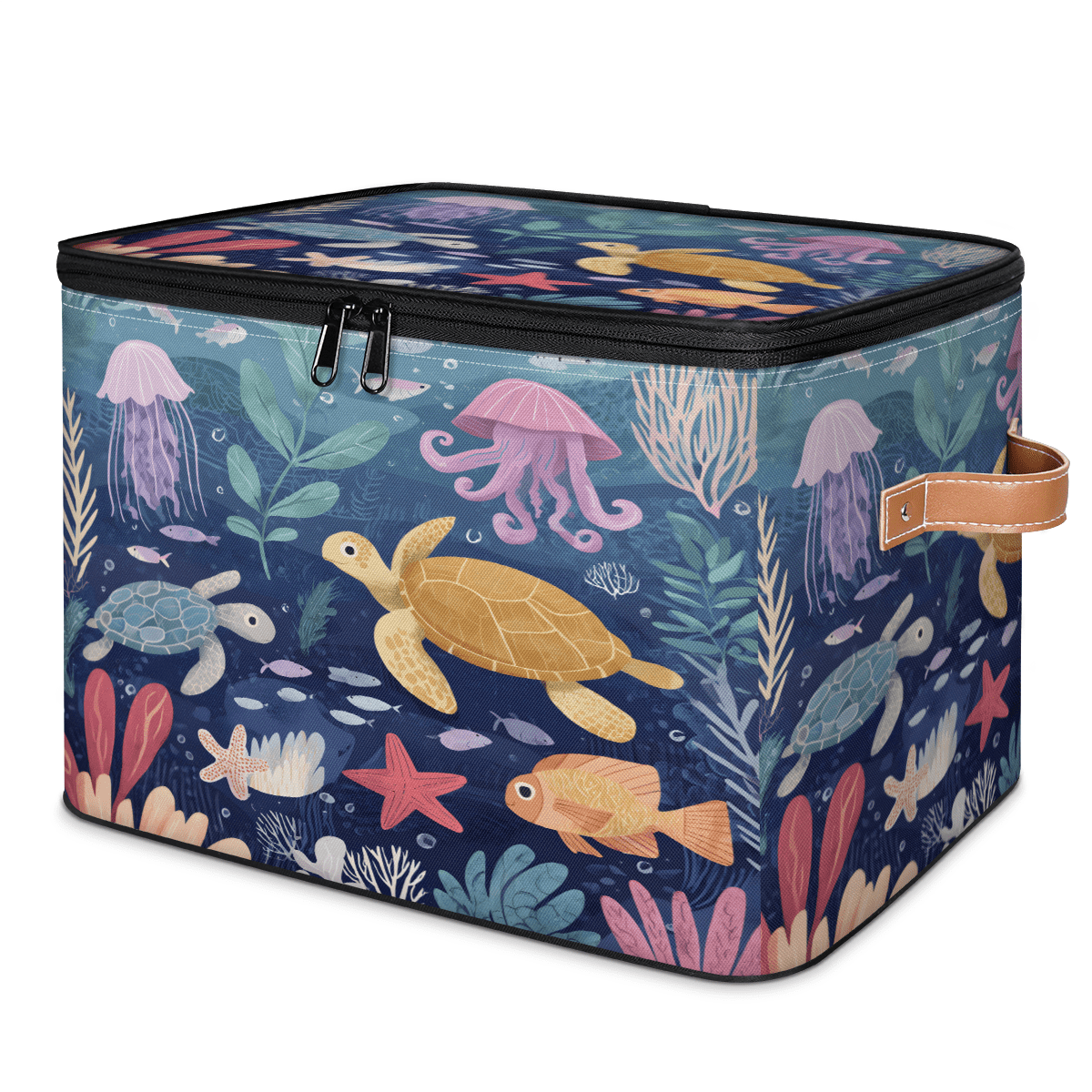 CURLYOOT Ocean Turtle Storage Bins with Lid, Decorative Fabric Closet ...