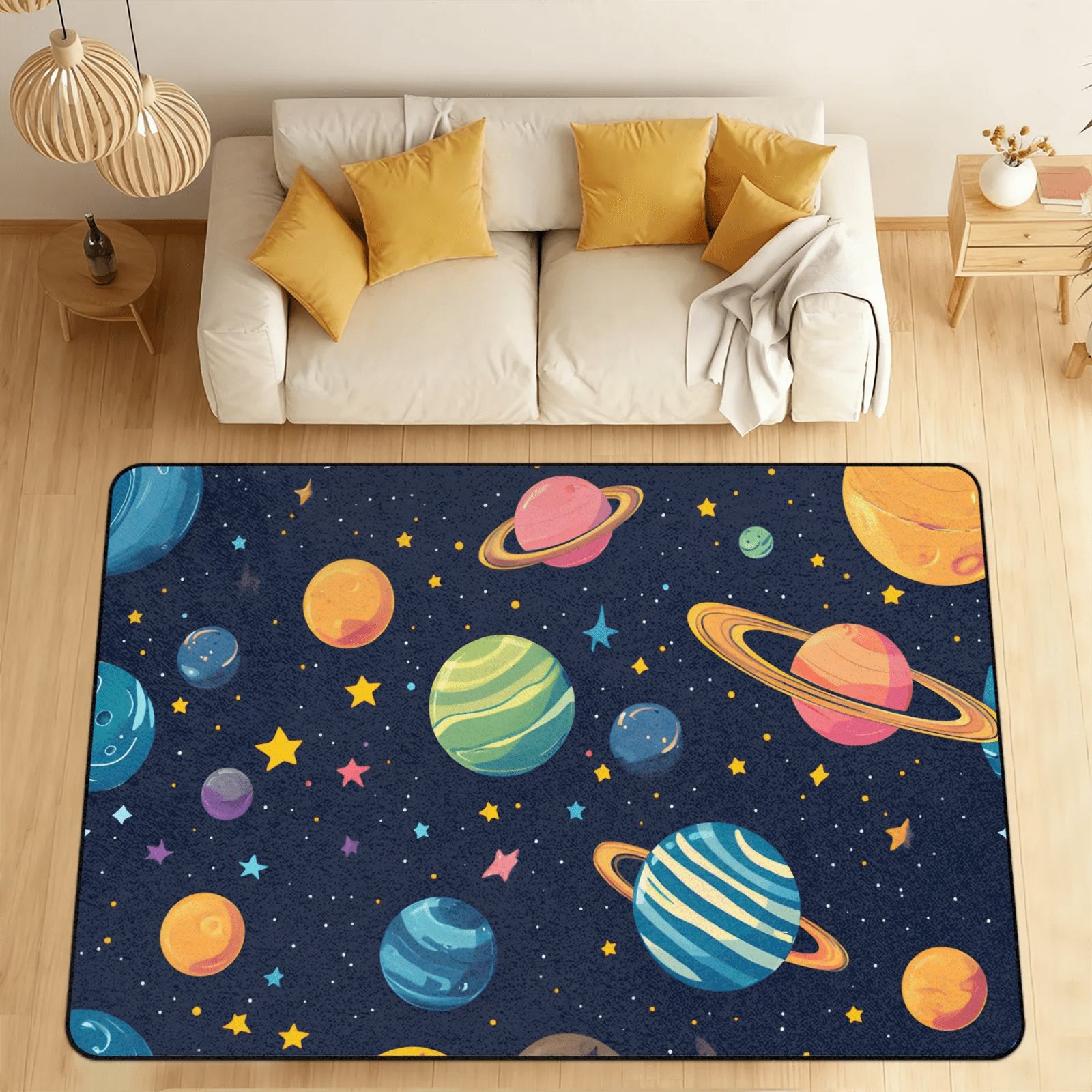 CURLYOOT Outer Space Planets Area Rugs 5'x7' Washable Rug Large Living ...