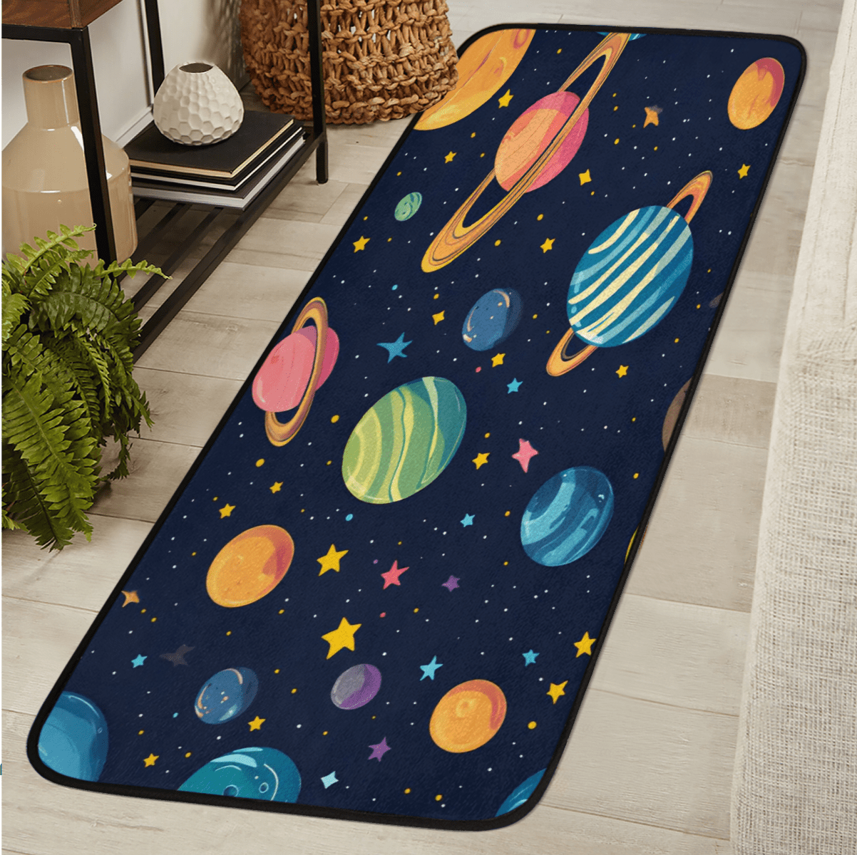 CURLYOOT Outer Space Planets Runner Rug 2'x6' Washable Kitchen Runner ...