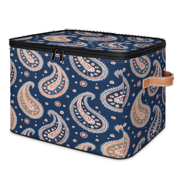 CURLYOOT Paisley Pattern Storage Bins with Lid, Decorative Fabric ...