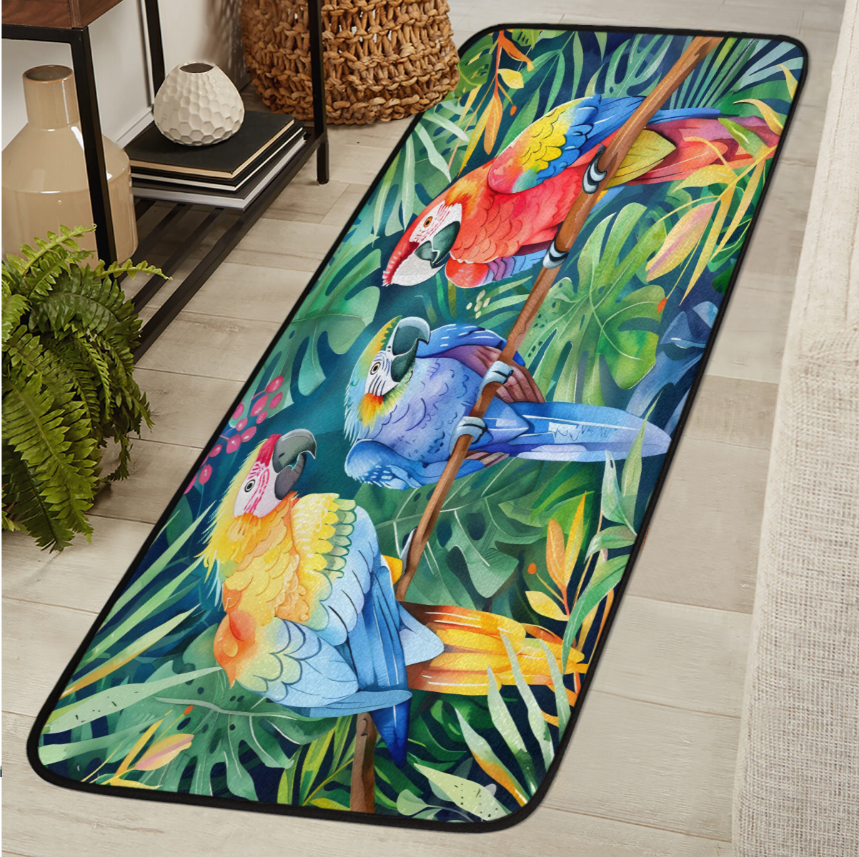 CURLYOOT Parrot Runner Rug 2'x6' Washable Kitchen Runner Rug Indoor Non ...