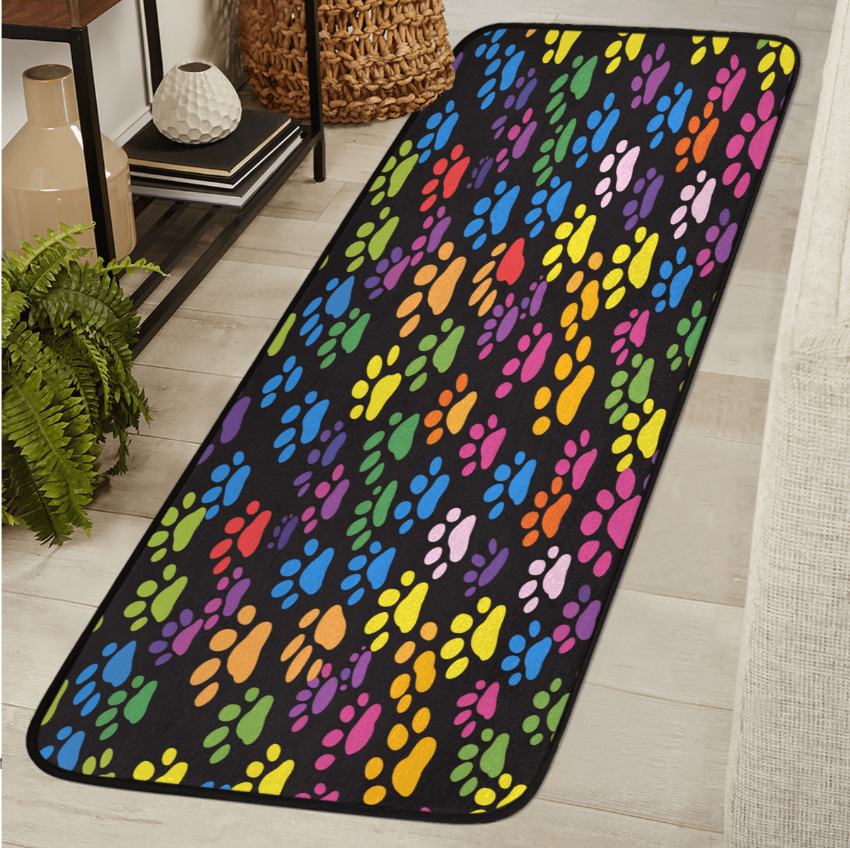 CURLYOOT Paw Print Runner Rug 2'x6' Washable Kitchen Runner Rug Indoor ...