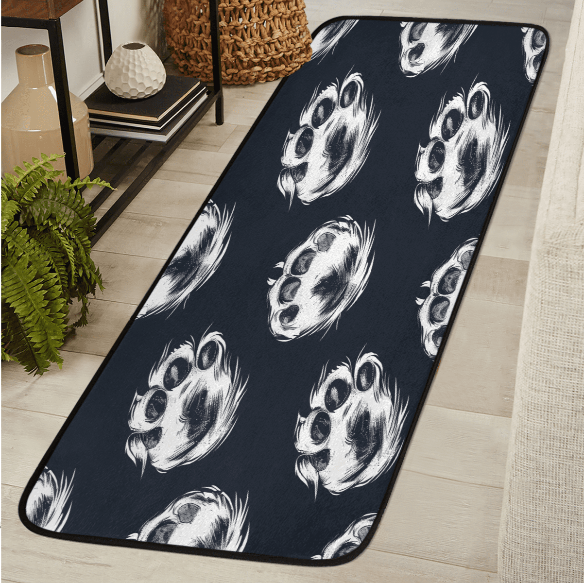 CURLYOOT Paw Print Runner Rug 2'x6' Washable Kitchen Runner Rug Indoor ...