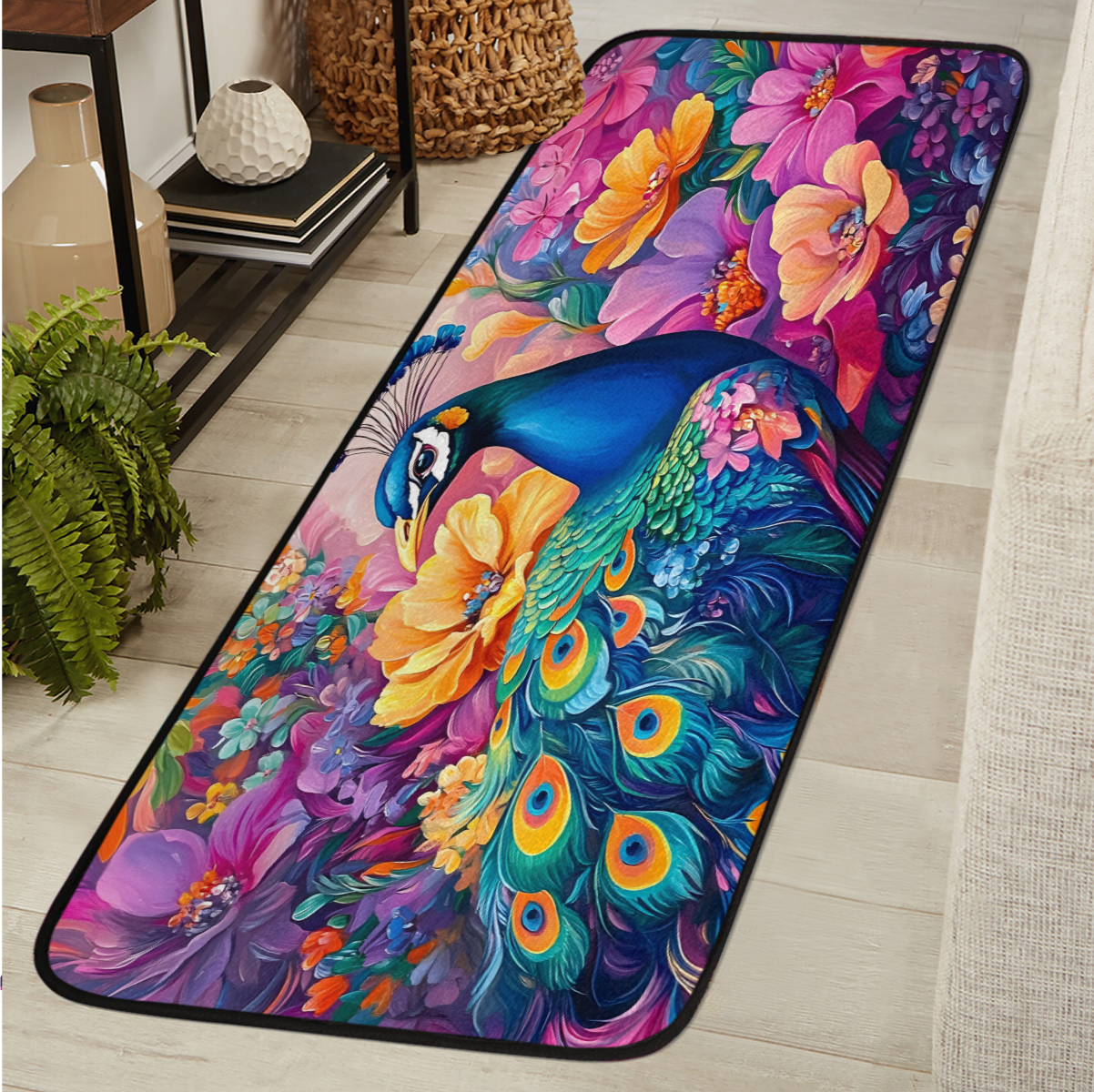 CURLYOOT Peacock Blue Beautiful Runner Rug 2'x6' Washable Kitchen ...