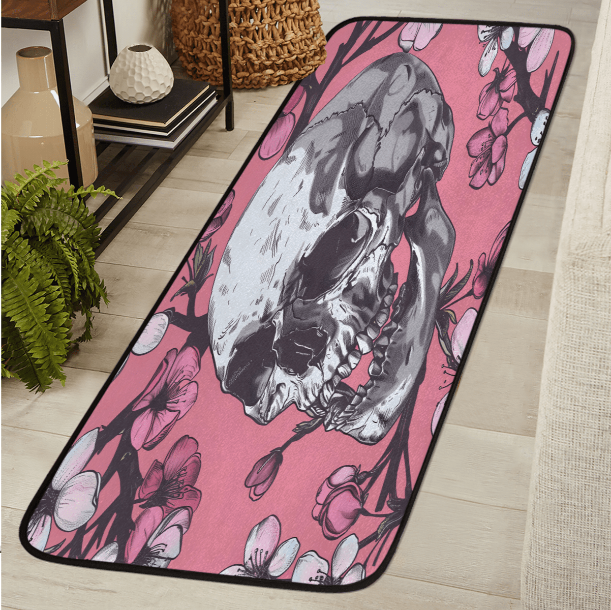 CURLYOOT Pinks Skull Runner Rug 2'x6' Washable Kitchen Runner Rug ...