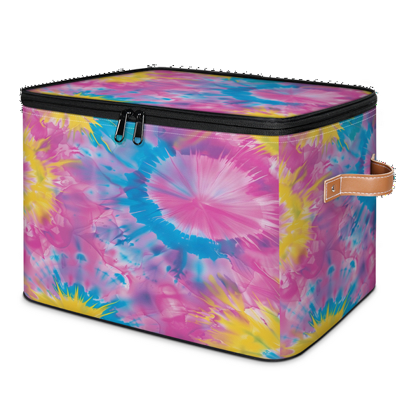 CURLYOOT Pinks Yellow Blue Purple Tie Dye Storage Bins with Lid ...
