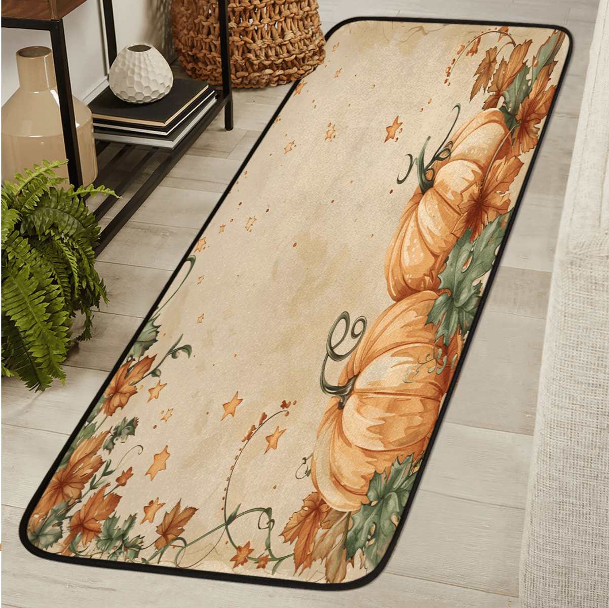 CURLYOOT Pumpkins Fall Maple Retro Runner Rug 2'x6' Washable Kitchen ...