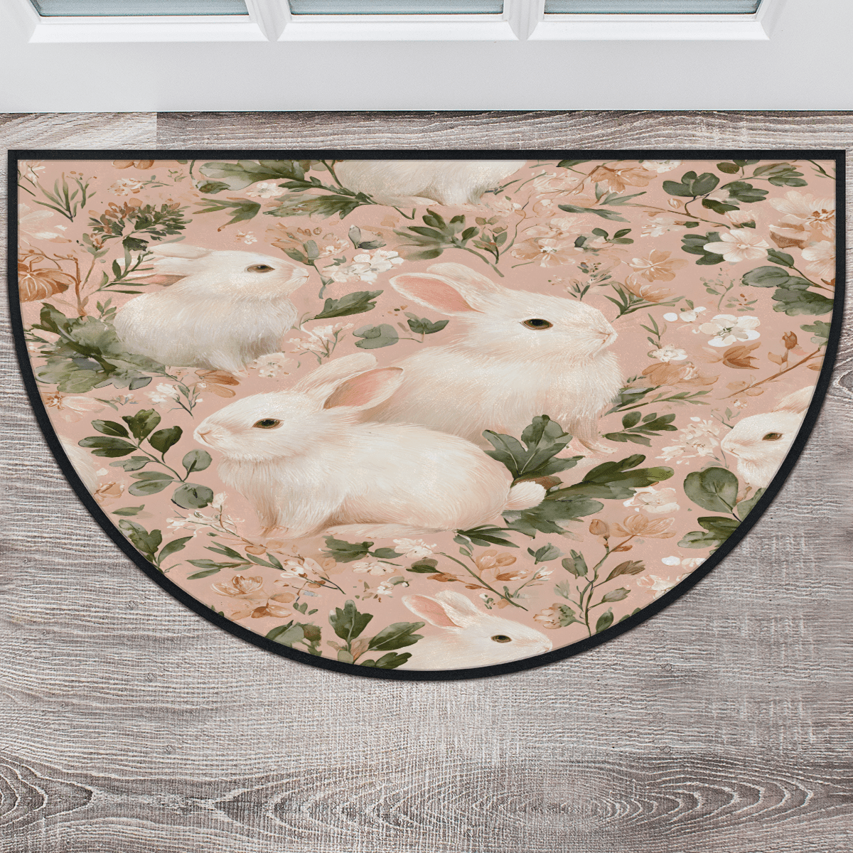 CURLYOOT Rabbits Animals Spring Plant Half Round Door Mat 24'' x 36 ...