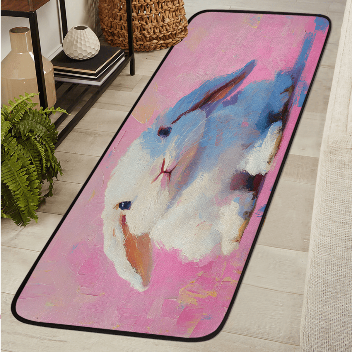 CURLYOOT Rabbits Runner Rug 2'x6' Washable Kitchen Runner Rug Indoor ...