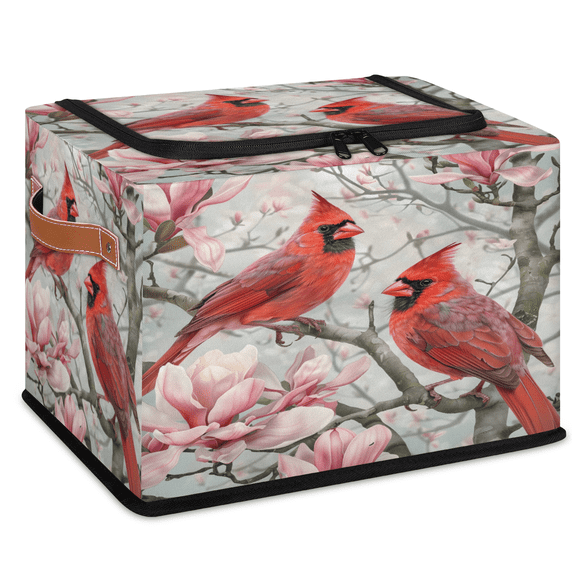 CURLYOOT Red Bird On Tree Storage Bin With Zipper Lid, Foldable Clothes ...