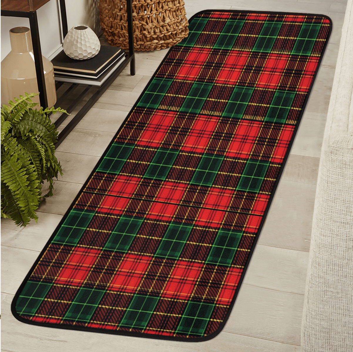CURLYOOT Red Christmas Plaid Runner Rug 2'x6' Washable Kitchen Runner ...