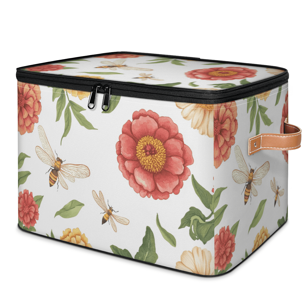 CURLYOOT Red Floral Summer Spring Storage Bins with Lid, Decorative ...