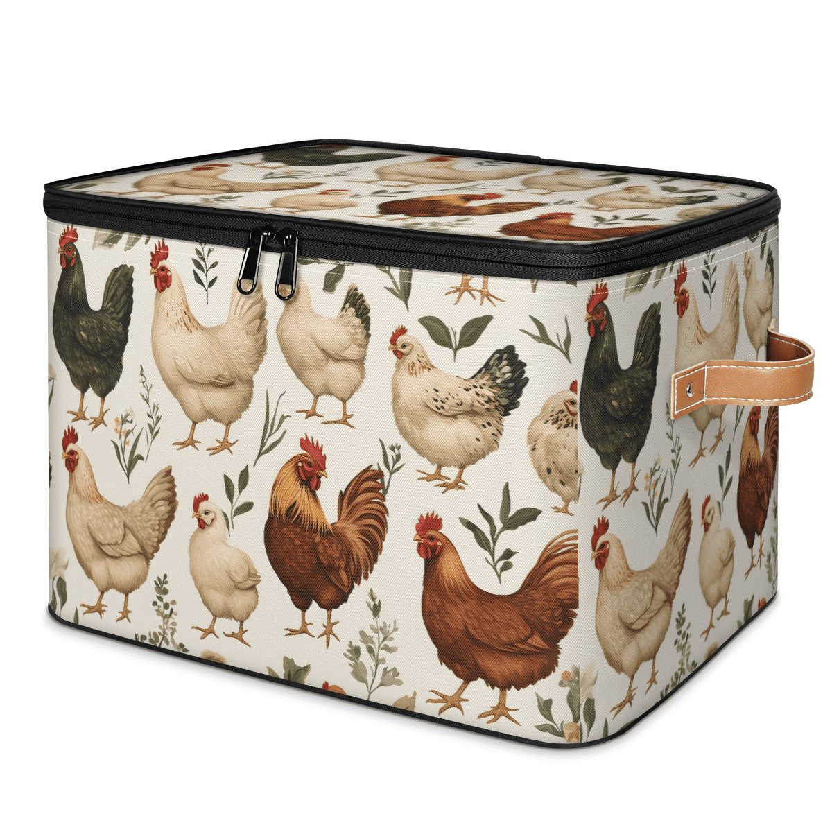 CURLYOOT Rooster Rustic Storage Bins with Zipper Lid Fabric Storage ...