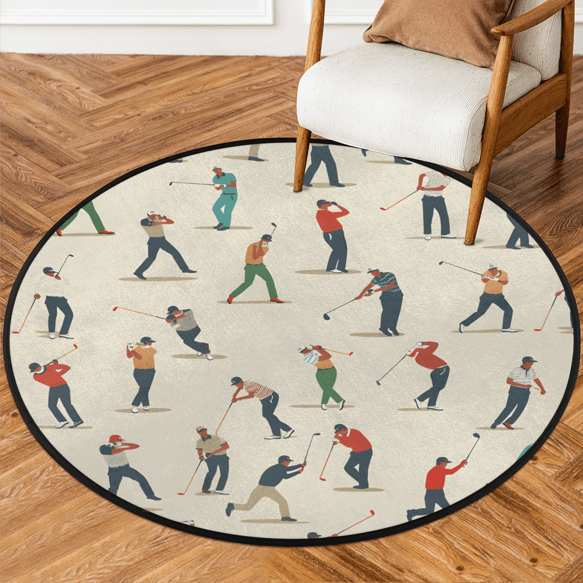 CURLYOOT Round Rug 3ft Golf Ball Area Rug, Washable Circle Mat Non Slip ...