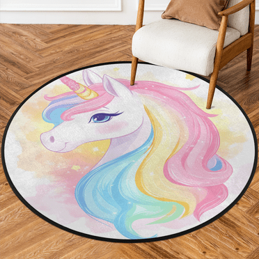CURLYOOT Round Rug 3ft Pirate Ship Area Rug, Washable Circle Mat Non ...