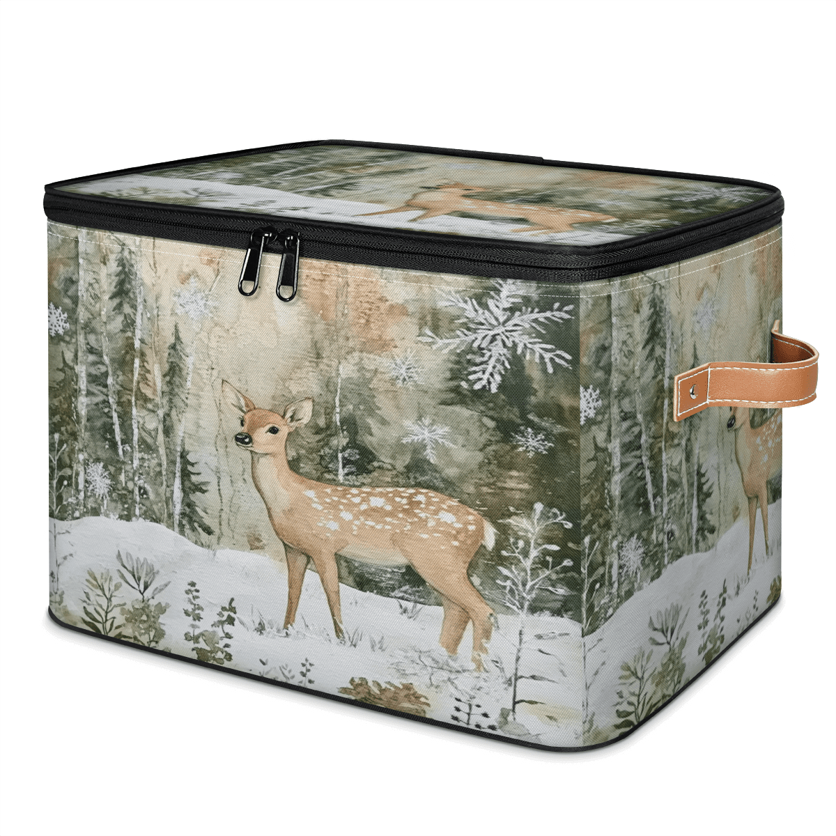 CURLYOOT Rustic Wildlife Deer Forest Storage Bins with Lid, Decorative ...