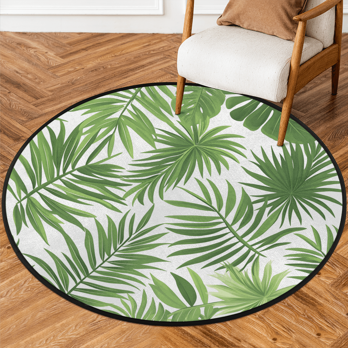 CURLYOOT Sage Green 5.2ft Round Rug for Living Room, Large Washable ...