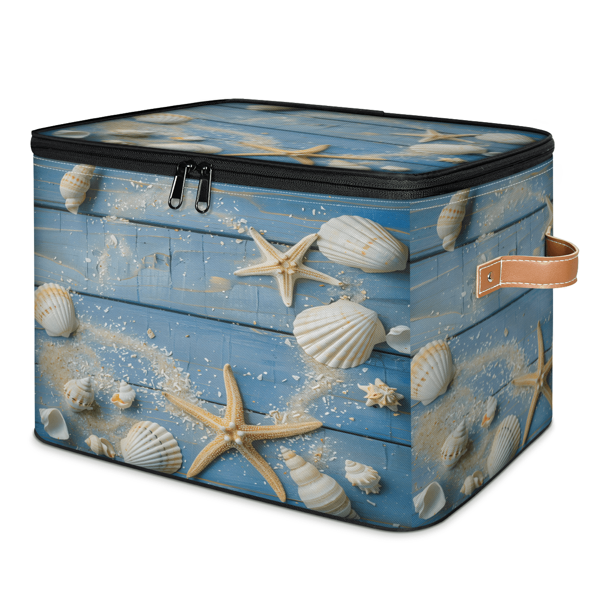 CURLYOOT Seashell Fabric Storage Bins with Lids, Starfish Foldable ...
