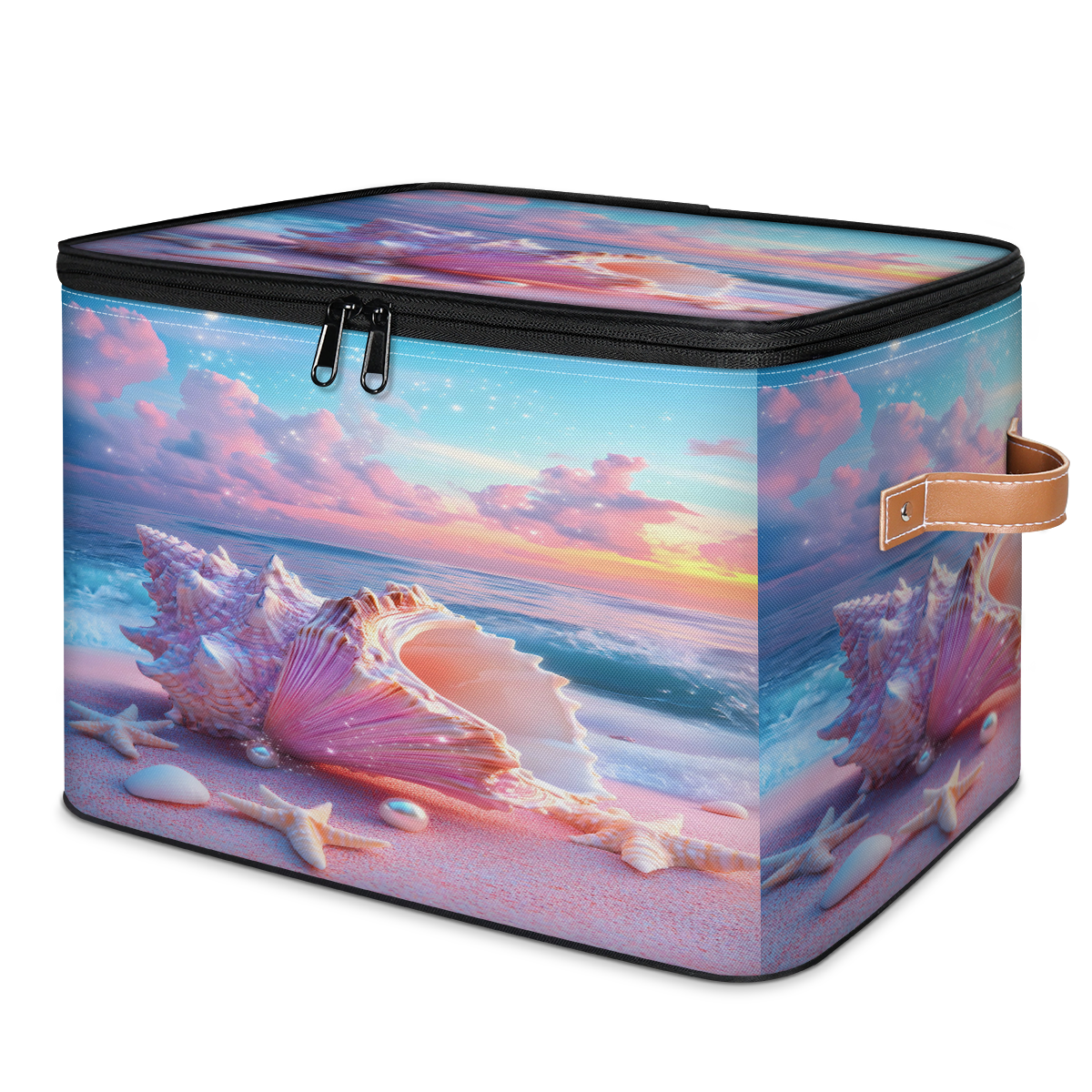 CURLYOOT Seashell Starfish Shell Storage Bins with Lid, Decorative ...