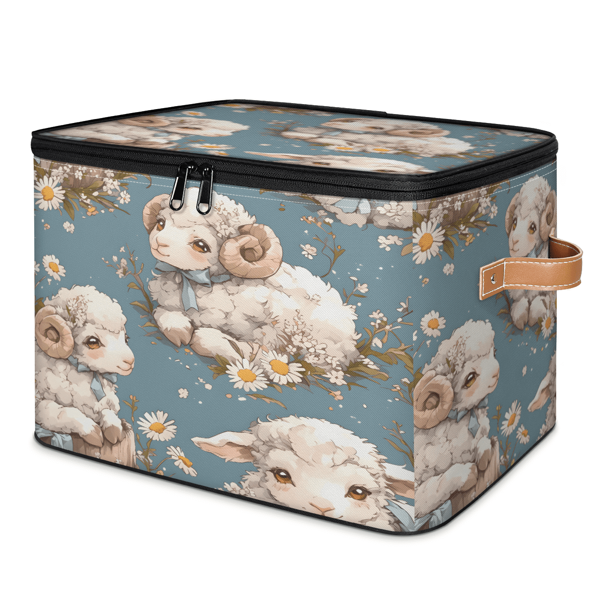 CURLYOOT Sheep Animal with Daisy Storage Bins with Lid, Decorative ...