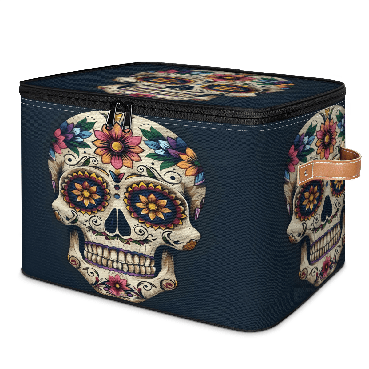 CURLYOOT Skull Fabric Storage Bins with Lids, Mexican Sugar Skeleton ...
