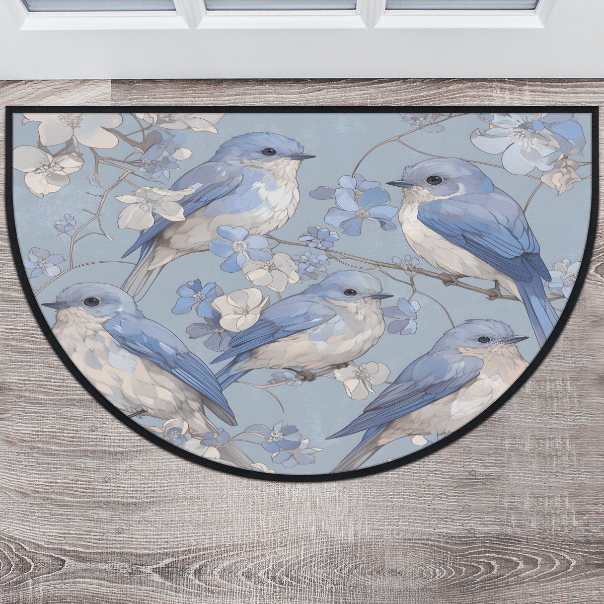 CURLYOOT Spring Summer Blue Birds Half Round Door Mat 40'' x 63 ...