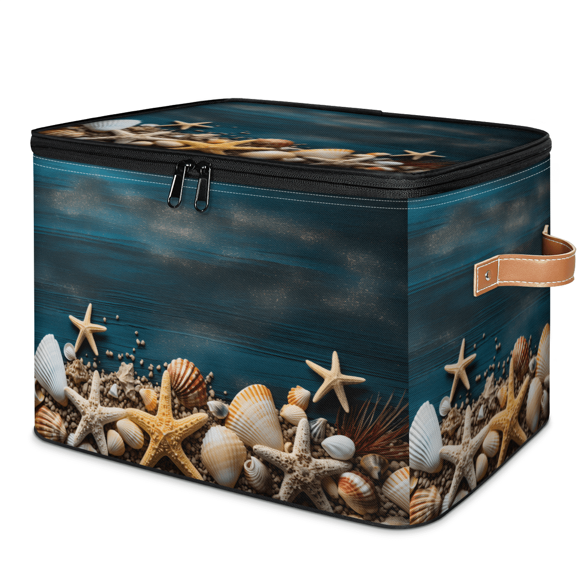 CURLYOOT Starfish Seashell Fabric Storage Bins with Lids, Foldable ...