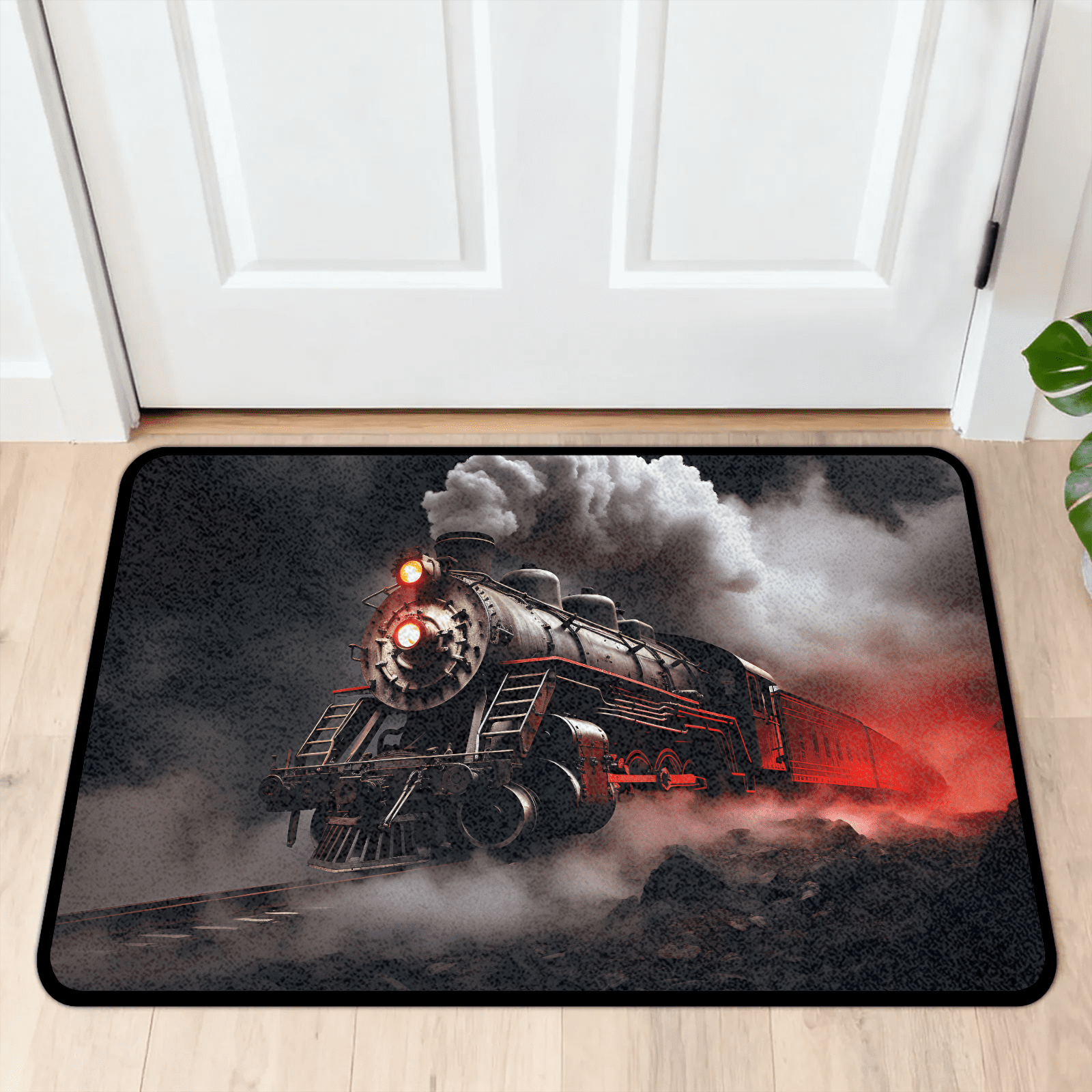 CURLYOOT Steam Train Indoor Doormat, Non-Slip Absorbent Door Mat 24" x 16", Entrance Floor Mat ...