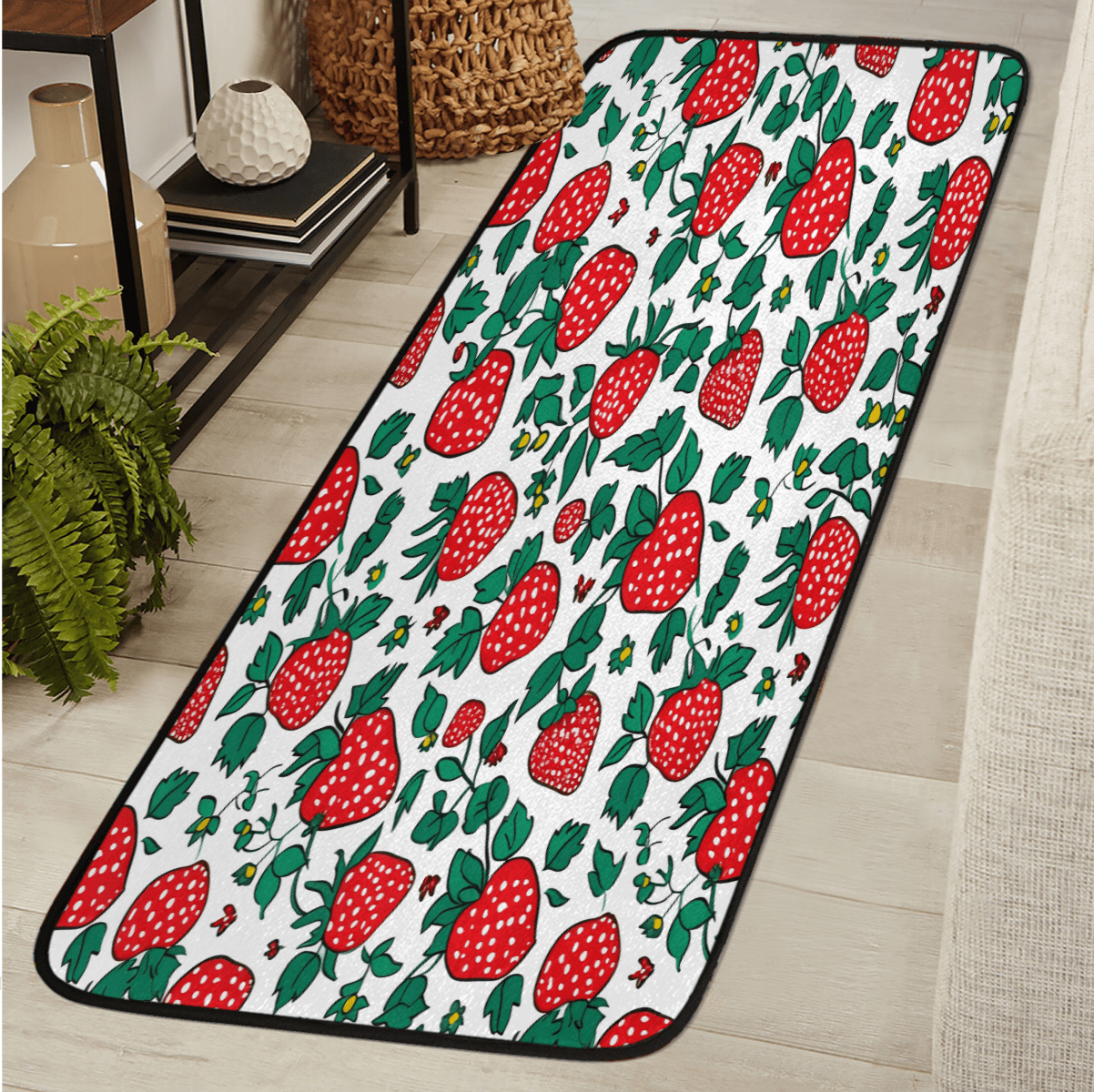 CURLYOOT Strawberry Pattern Runner Rug 2'x6' Washable Kitchen Runner ...