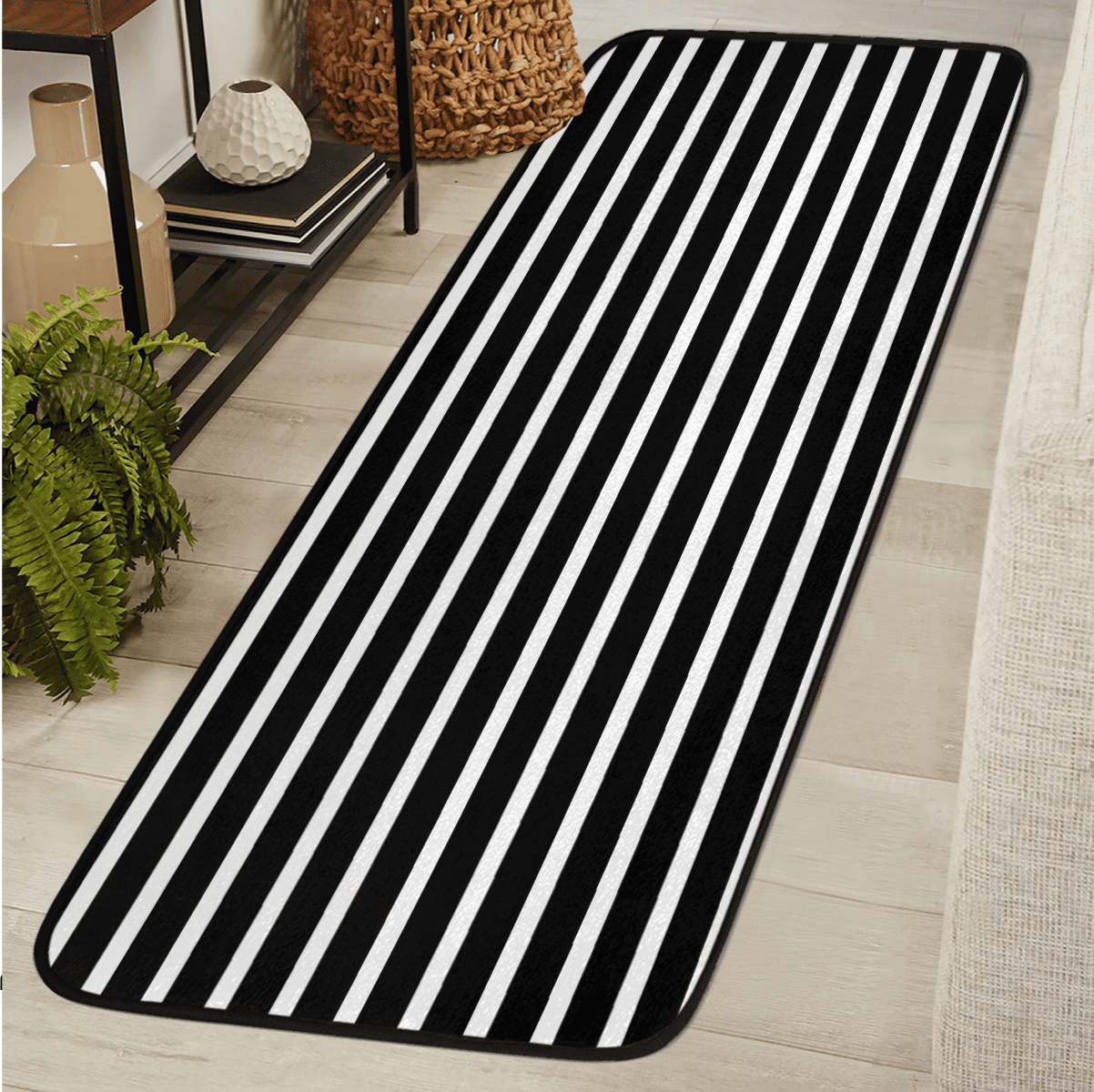CURLYOOT Stripe Runner Rug 2'x6' Washable Kitchen Runner Rug Indoor Non ...