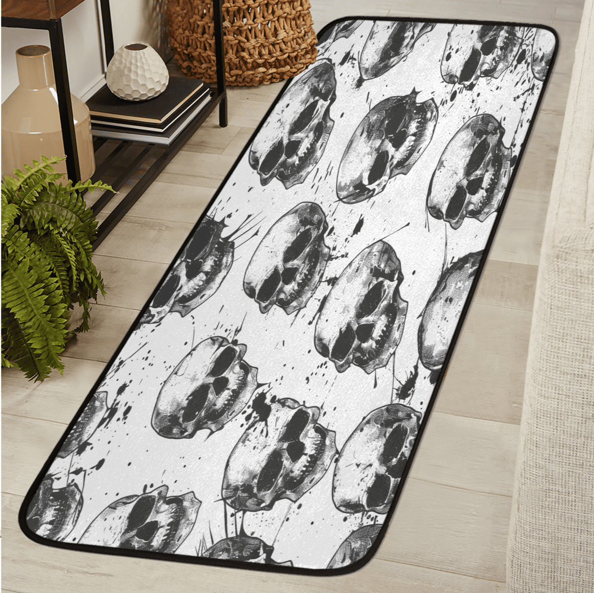 CURLYOOT Sugar Skeleton Runner Rug 2'x6' Washable Kitchen Runner Rug ...