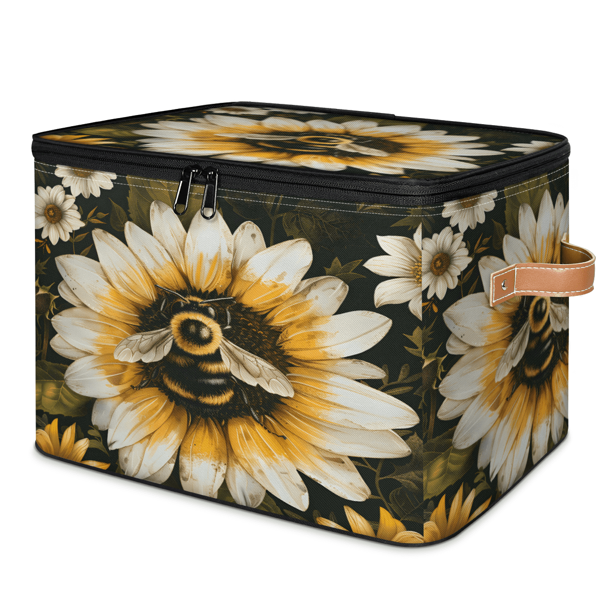 CURLYOOT Sunflower Fabric Storage Bins with Lids, Farmhouse Yellow ...