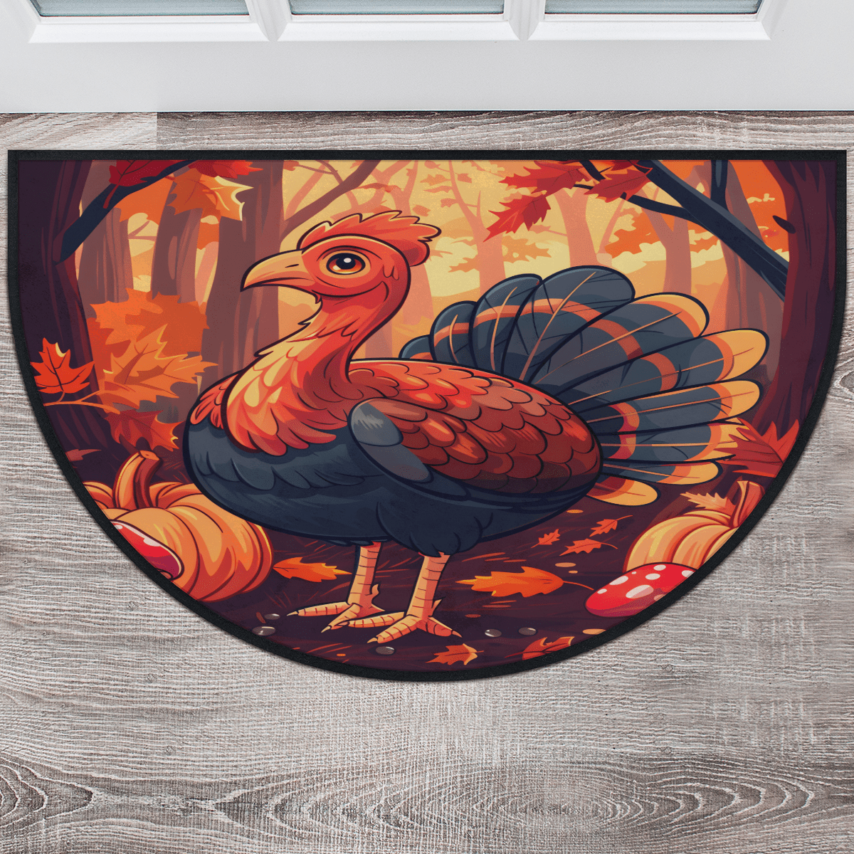 CURLYOOT Thanksgiving Half Round Door Mat, Indoor Outdoor Entrance Rug ...