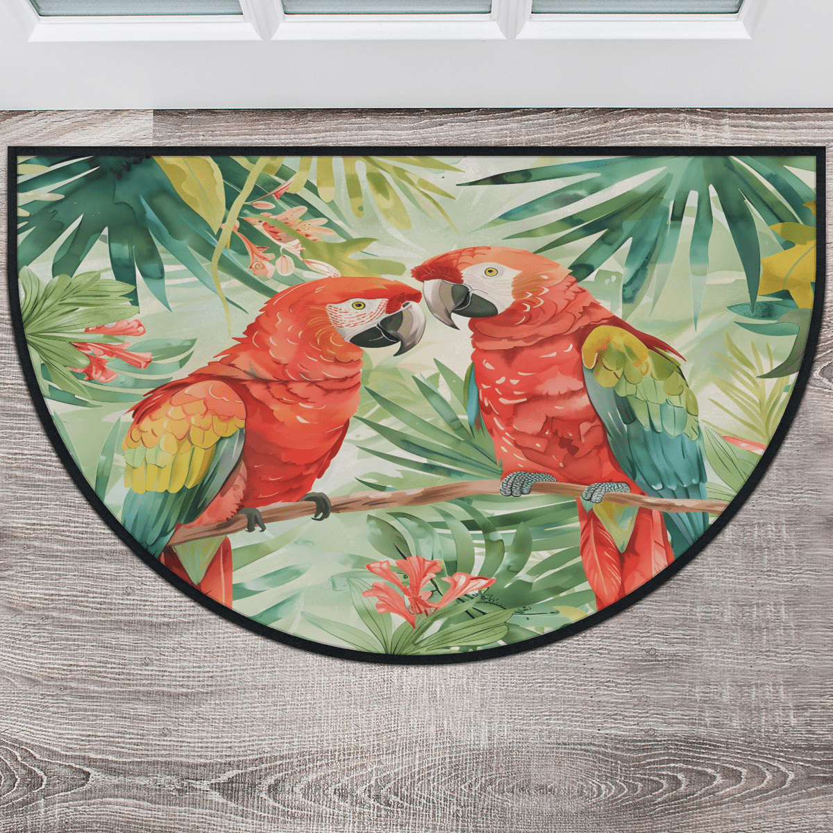 CURLYOOT Tropical Bird Half Round Door Mat 24'' x 36'', Indoor Outdoor ...