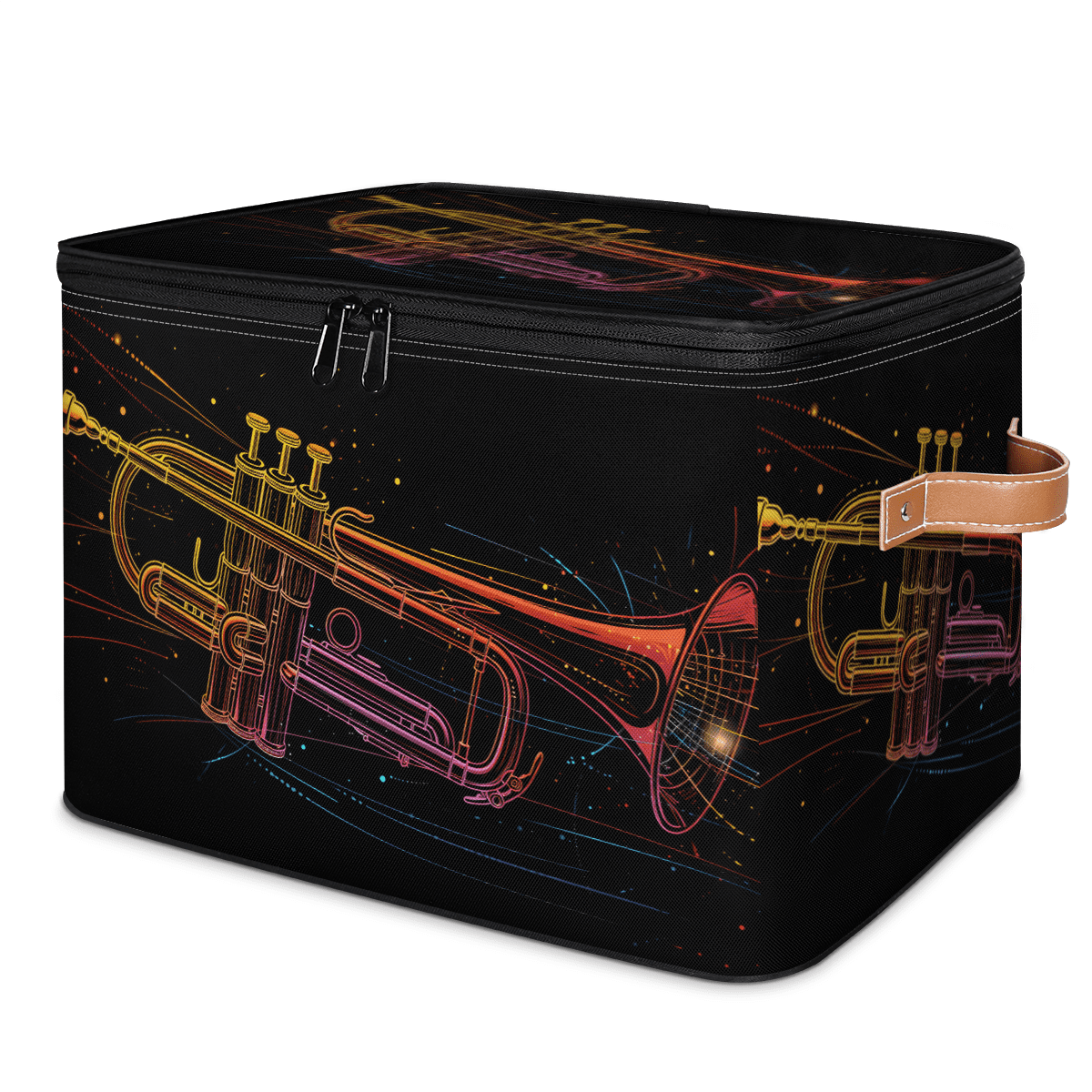 CURLYOOT Trumpet Music Fabric Storage Bins with Lids, Foldable Storage ...